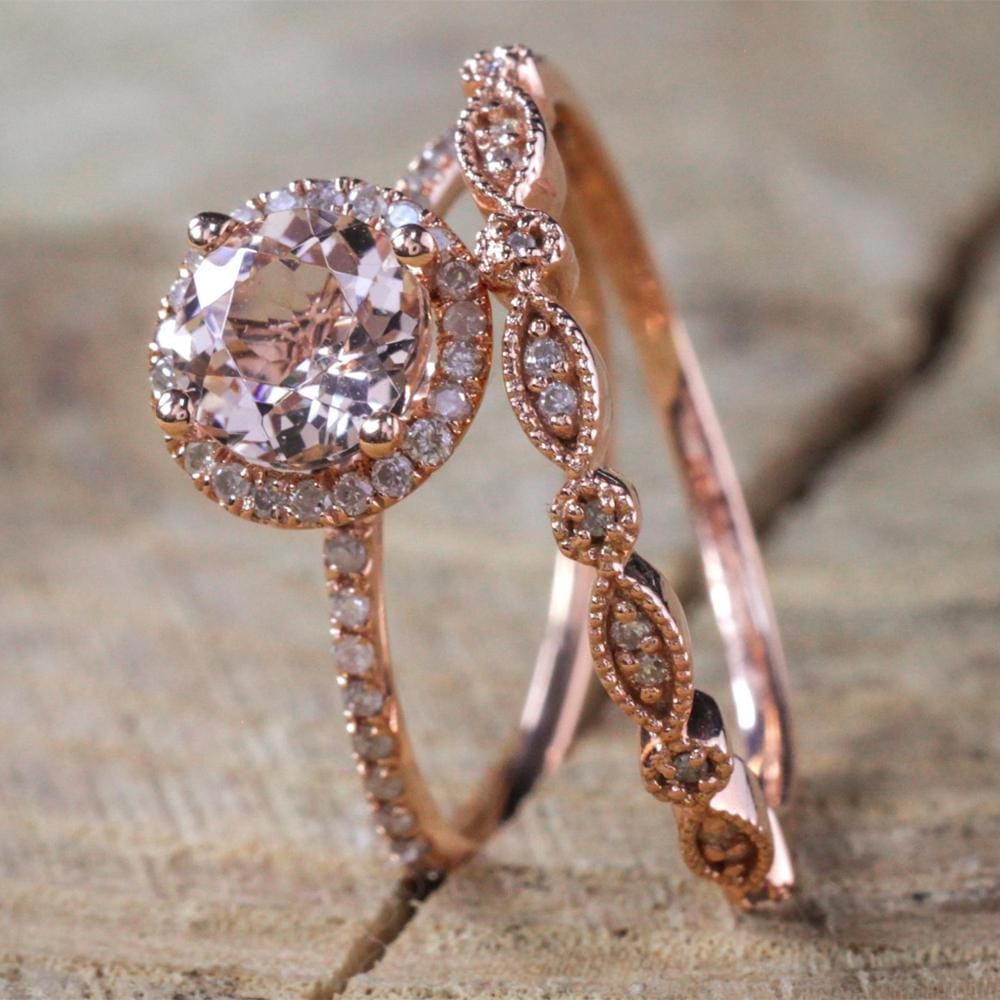 Elegant Wedding Ring Set For Woman Cubic Zirconia vintage Bridal Engag ...