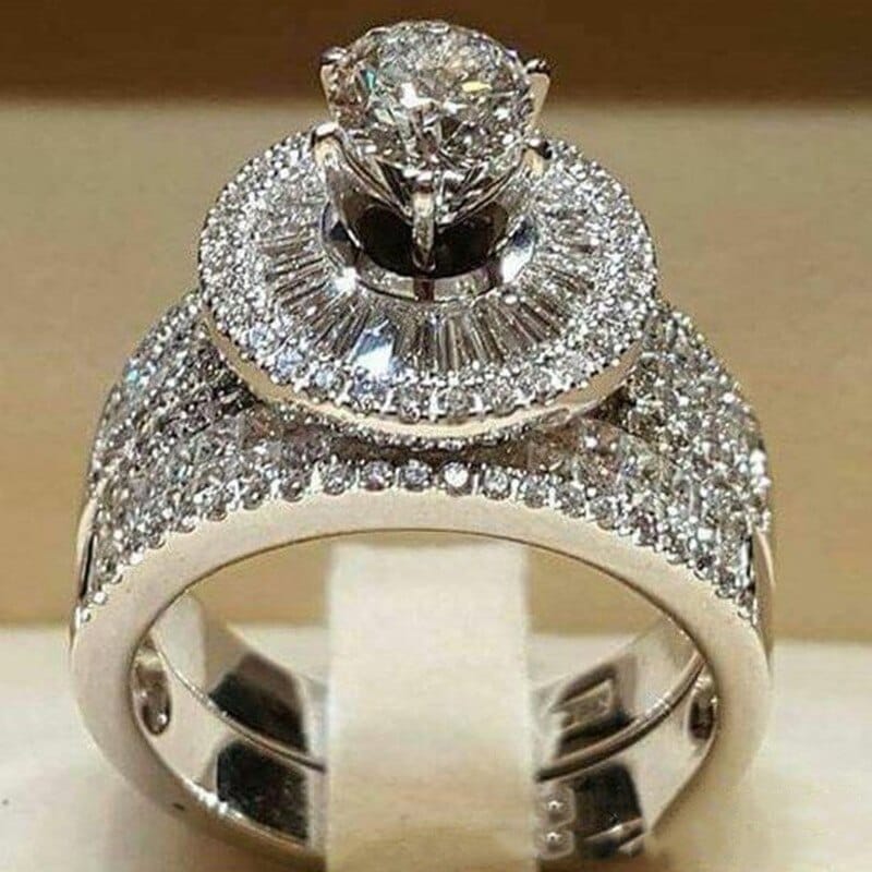 Elegant Wedding Ring Set For Woman Cubic Zirconia vintage Bridal Engag ...